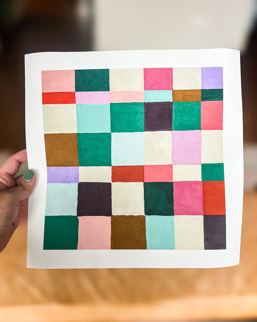 Colorful Checkerboard Abstract Art Print – Kaleidoscope Living Shop