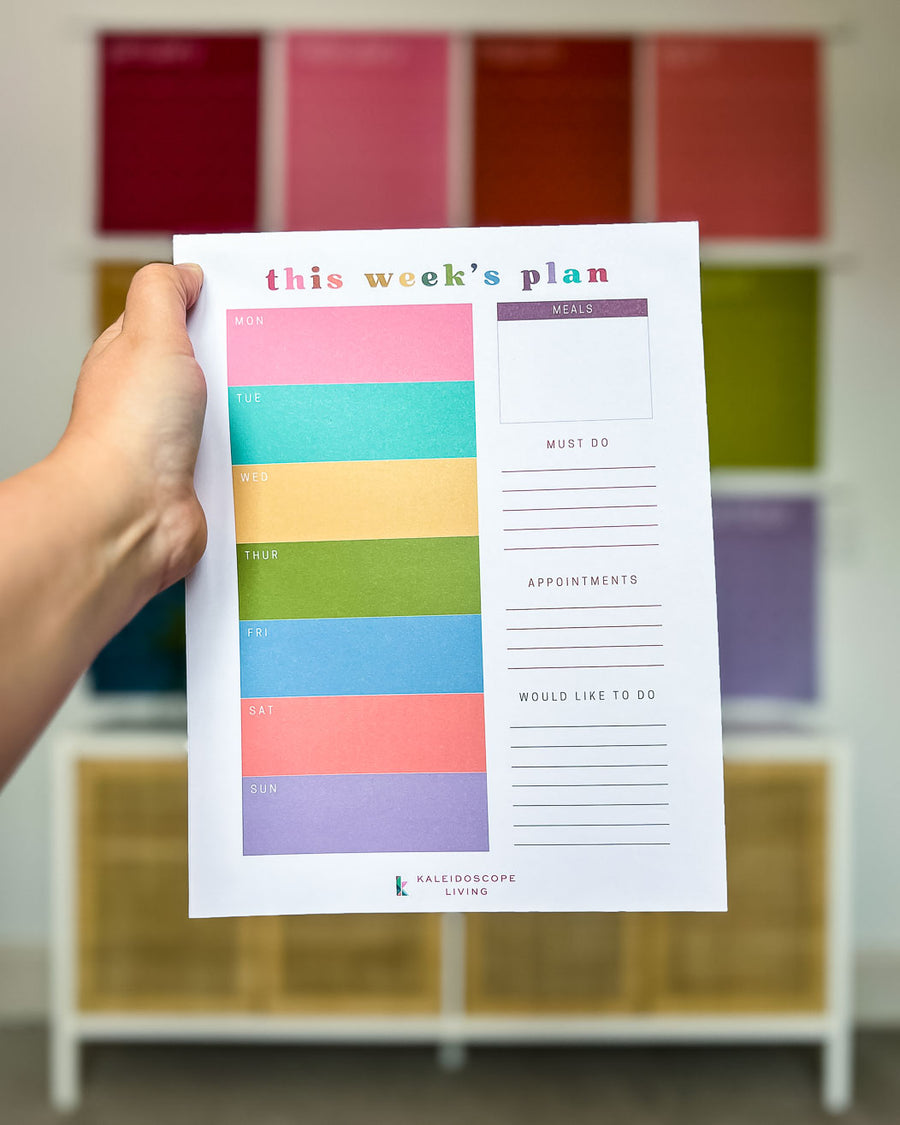 Colorful Weekly Planner Notepad – Kaleidoscope Living Shop
