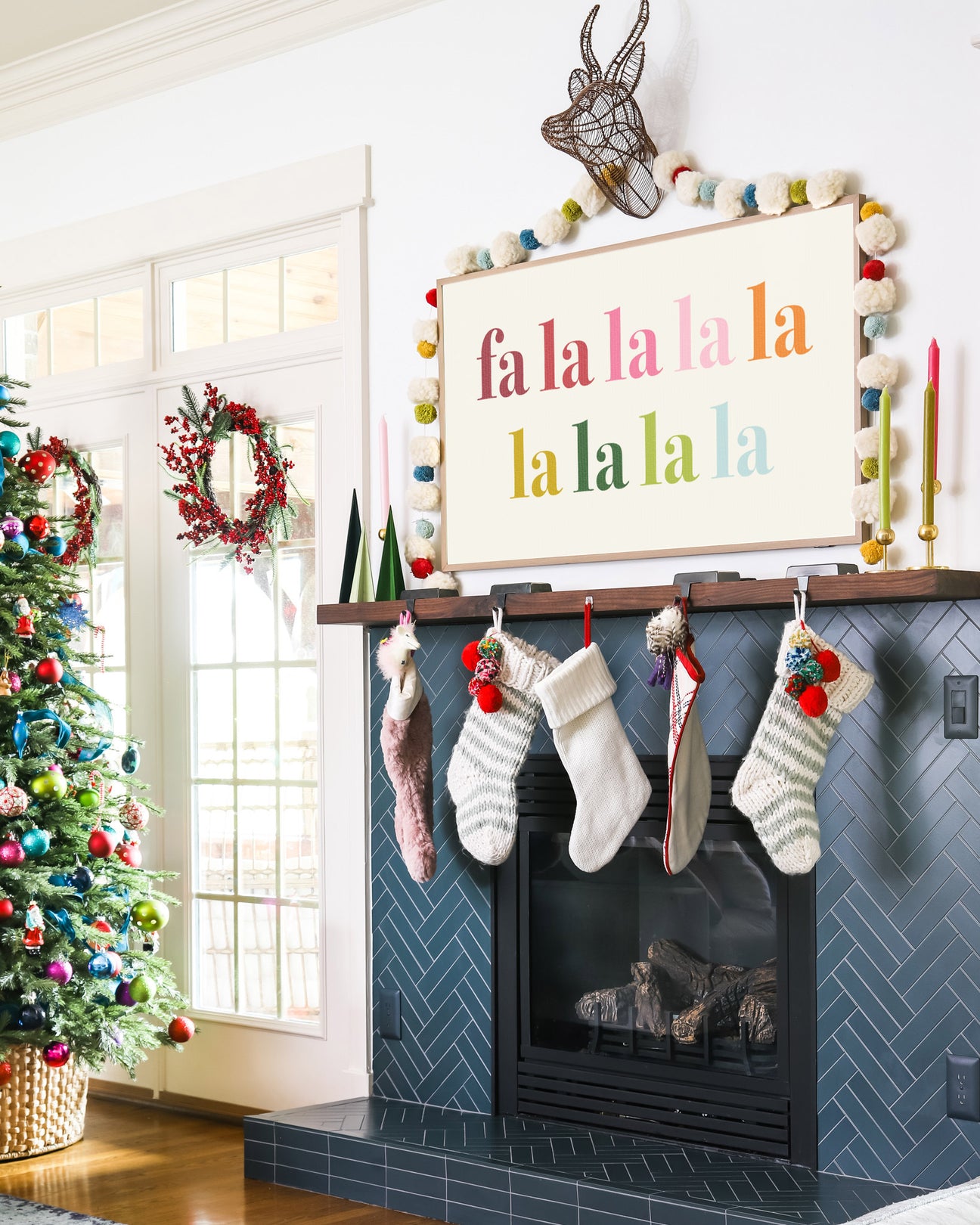 Colorful Christmas Fa La La Digital TV Art – Kaleidoscope Living Shop